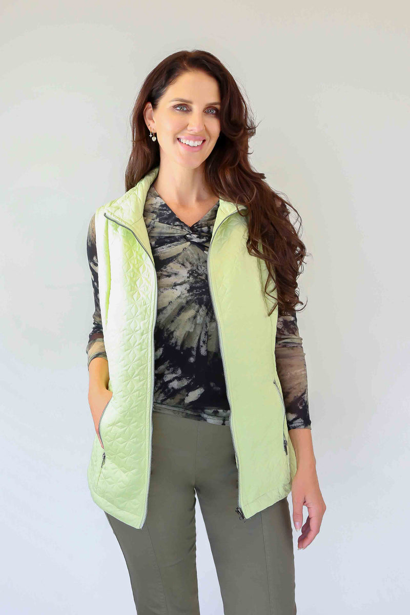 Merric Twist Front Print Mesh Top