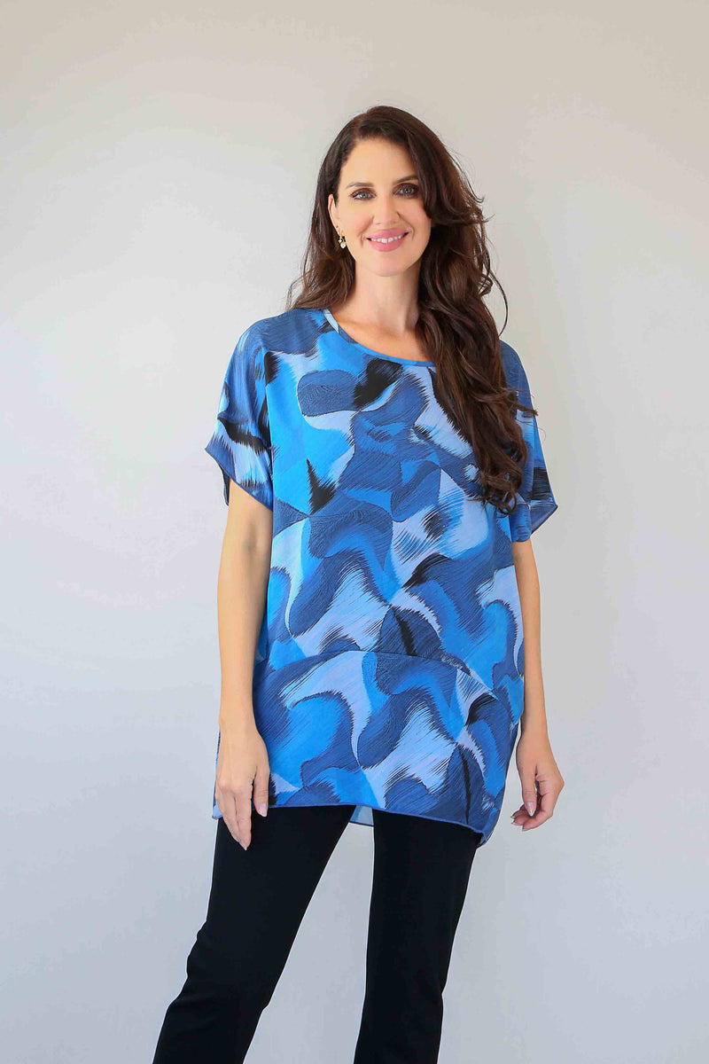 Larosela Print Simple Longline Batwing Top – Merric